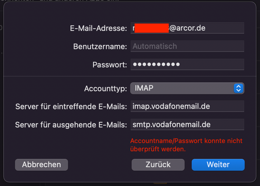 Einrichtung arcor Mail auf Apple Geräten - Vodafone Community