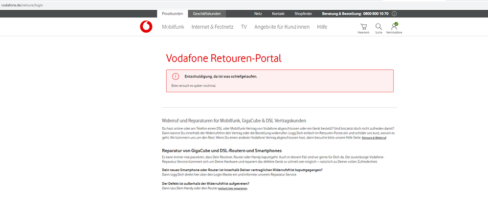 How to send back router? - Vodafone Community