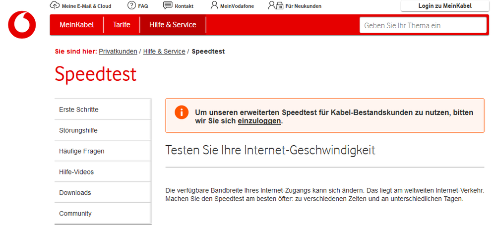 Neuer Speedtest - Vodafone Community
